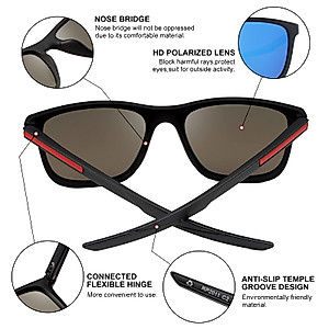 POLARKING Retro Polarized Sunglasses For Men Women,Square Sport Sun Glasses Shades Shady Rays for Fishing Driving UV Protection Blue Lens