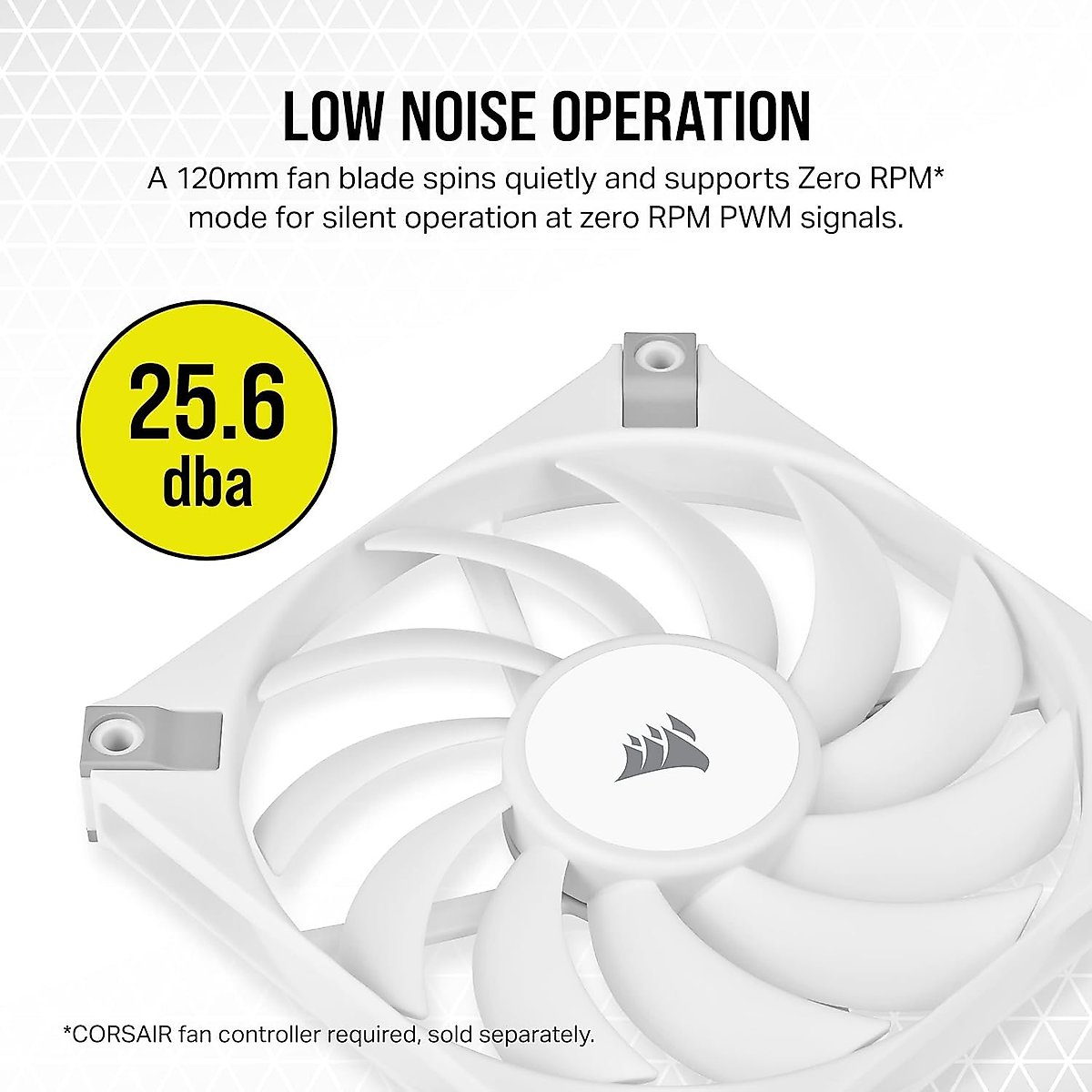 Corsair AF120 Slim, 120mm PWM Fluid Dynamic Bearing Fan (Thin Profile for Small-Form-Factor Cases, Low-Noise, Up to 2000 RPM, Zero RPM Mode Support, Universal 120x15mm Sizing) Single Pack, White