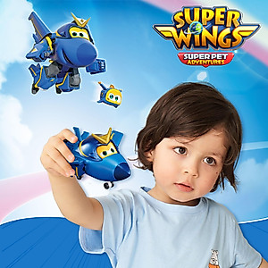 Super Wings 5" Transforming Jerome Airplane Toys, Safe and Durable Vehicle Action Figure, Plane to Robot, Transformer Toys for 3+ Years Old Boys and Girls, Preschool Kids Birthday Gift, Blue