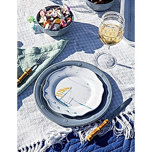 Juliska Country Estate Melamine Salad Plates Set of 4 - Seaside - White Melamine - Unbreakable, Melamine, Decorative Salad Plate Set