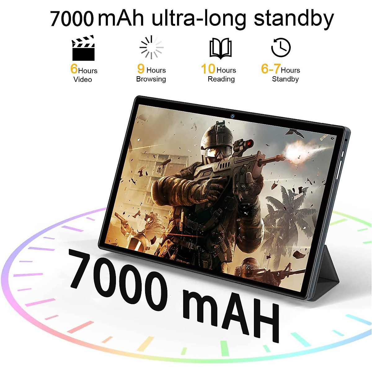 AOYODKG Tablet 2 in 1, 10.1 inch Android Tablet with Keyboard, Case Mouse, 8GB RAM+64GB ROM(1TB Expand), Octa-Core Processor, 1920x1200 IPS HD Display, Games, Wi-Fi, Bluetooth, AYO-A10 (Gray)