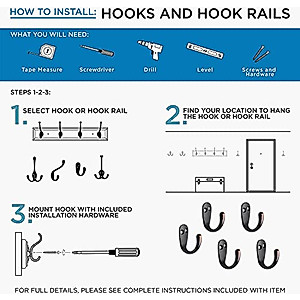 HARPOON 5 Piece Single Prong Robe Hook, Farmhouse Coat Hooks Oil-Rubbed Bronze