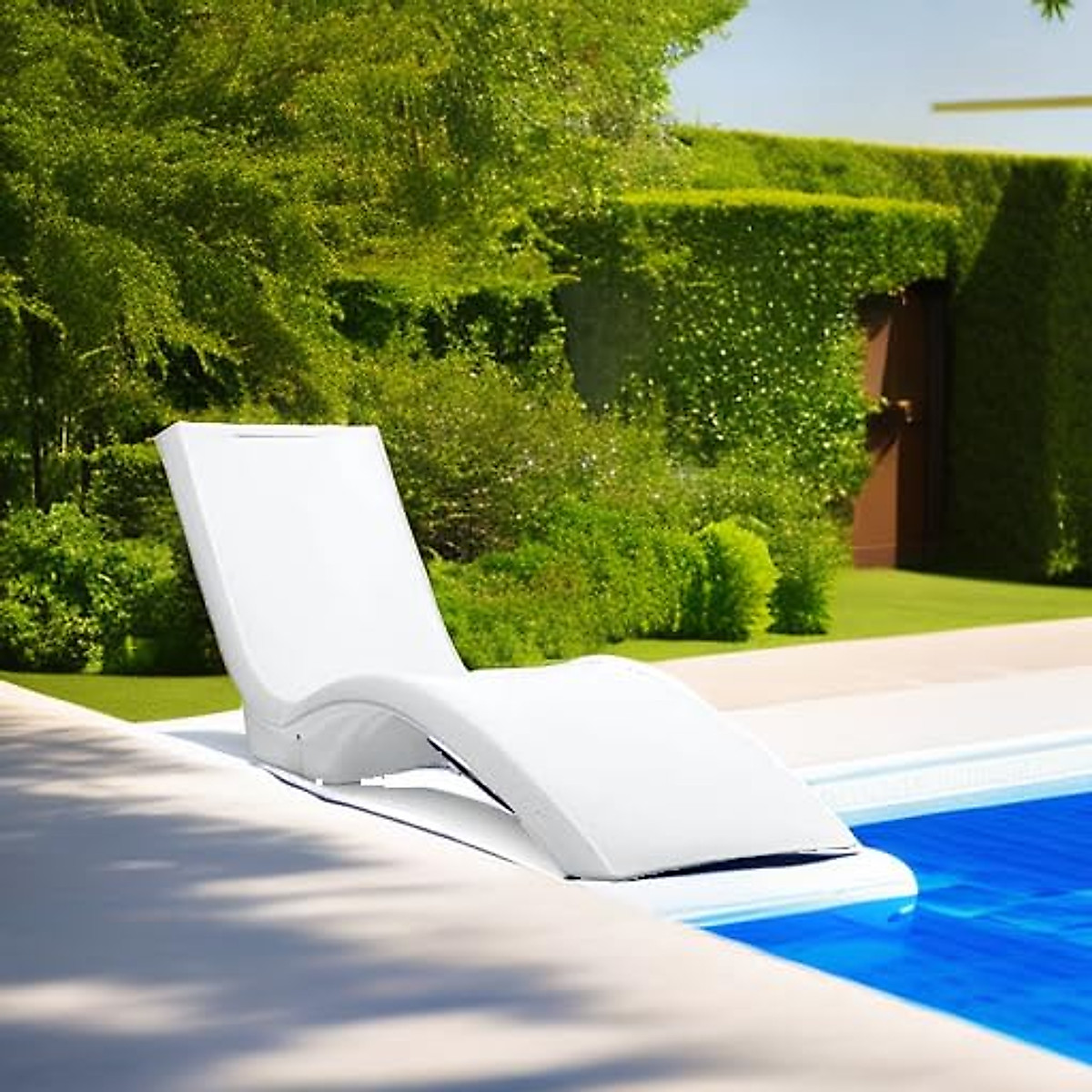 Step2 Vero Pool Lounger, Fade-Resistant, Waterproof Patio Furniture, Pool Lounge Chair for Sun Shelf, Use in Pools with Shelves Up to 9-Inches Deep or Outside Pool Deck, Weighted, White