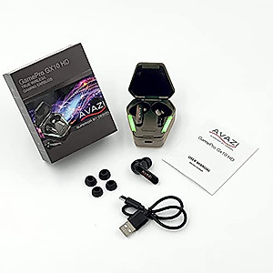 AVAZI GX10 HD True Wireless Earbuds TWS Bluetooth Headphones Stereo Sound Earphones, Sweat Proof Bluetooth 5.1 Headset with Built-in Mic for Sports. 50ms Ultra Low Latency Gaming