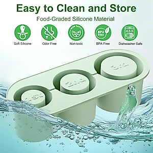 Ice Cube Tray for 20-40oz Tumbler Cup, 3pcs Large Silicone Cylinder Ice Cube Molds for Freezer, Ice Maker With Lid and Bin, Ice Drink, Juice, Whiskey, Chilling Cocktail, Tea, Coffee (Green)