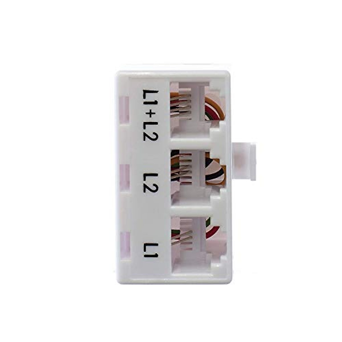 1 Pack, White - 2 Line Phone Splitter - 3 Way Telephone Line Splitter (Line 1, Line 2, and Twin Line) - Dual Line Telephone Splitter with RJ11 Keystone Jack - Phone Line Adapter - 1 Piece, White