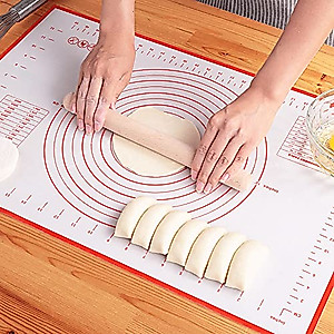 Silicone Pastry Mat Extra Thick Non Stick Baking Mat, Fondant Mat,Counter Mat,Dough Rolling Mat, Oven Liner, Pie Crust Mat (16''(W)*20''(L), Red)
