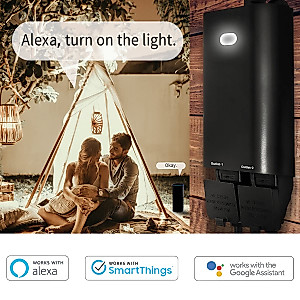 Outdoor Z-Wave Plus On/Off Light and Appliance Plug, 1 On/Off Outlet+ 1 Alway On Outlet, Zwave Hub Required, Works with SmartThings, Wink, Alexa (ZW96)