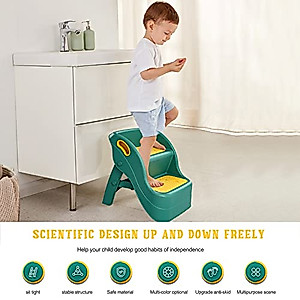 HAHONIA Step Stools for Kids Non-Slip 2 Step Stool for Toilet Kids Foldable Kitchen Step Stools Toddler Step Stool for Potty Training Bathroom Toilet Stools with Soft Anti-Slip Grips