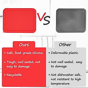 LUVCOSY 3 Cup Rectangle Silicone Storage Cover Lids Replacement for Anchor Hocking Glass Bowls (Container not Included) 2 Pack, Microwave, Dishwasher and Freezer Safe