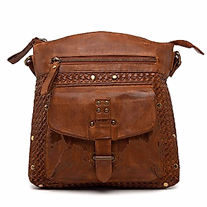 Sling Bags for Women Genuine-Leather - Vintage Multi Pocket Crossbody Purse (Copper)