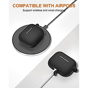 STONEPLUM Airpods Pro Case Cover,Full Protective Silicone with Keychain Accessories for Women Men with New Apple Airpods Pro Case(Black)