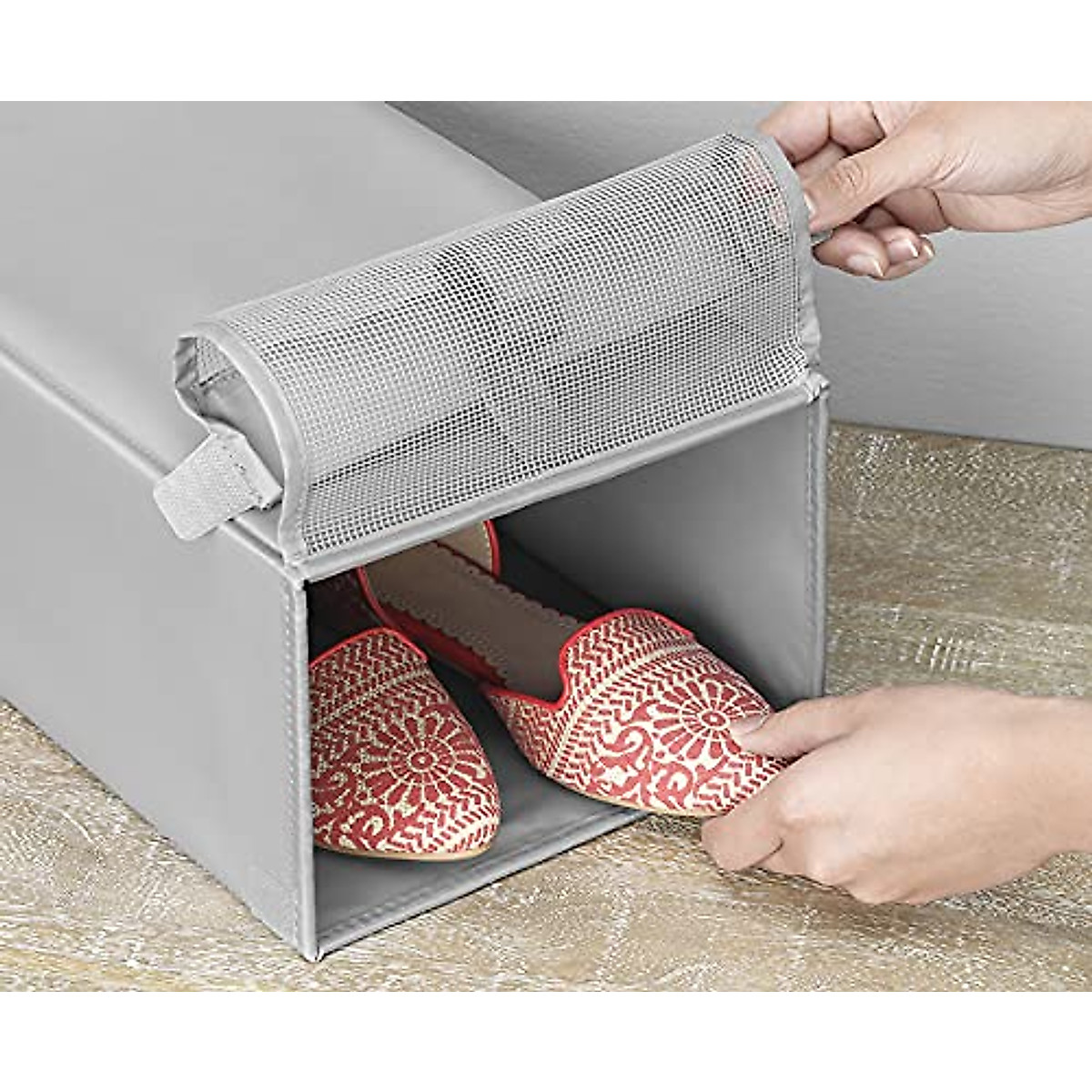 Whitmor Gray Mesh Shoe Boxes-Set of 4