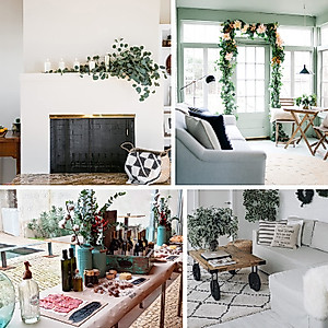 ROXXY GREEN DECOR - Artificial Eucalyptus Garland (7pcs 42Ft) - Greenery Bulk Vines Faux Silver Dollar Eucalyptus Leaves Strands for Wedding, Party, Garden, Home and Wall Decoration