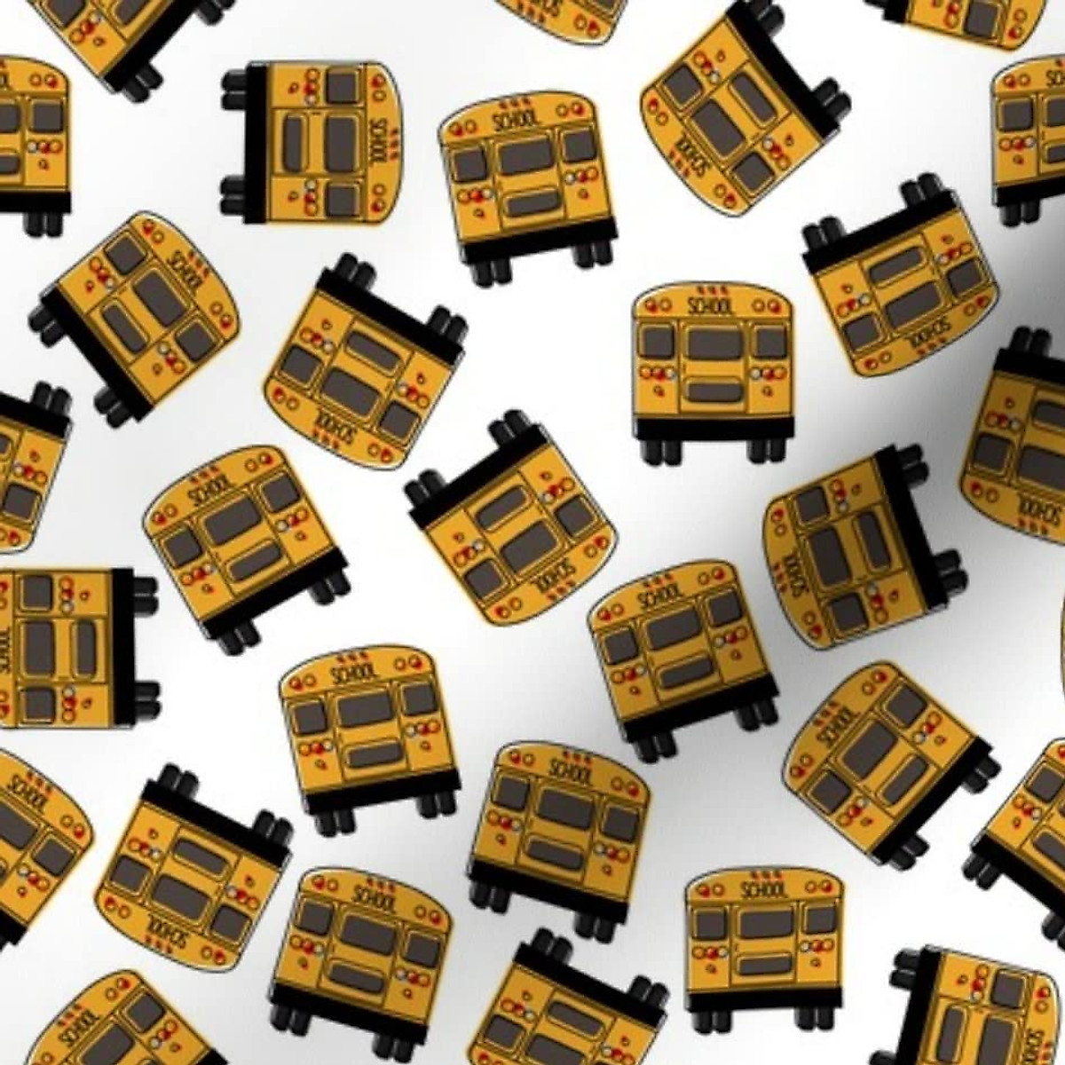 Spoonflower Fabric - Scattered School Bus Education Hand Drawn Teacher Printed on Petal Signature Cotton Fabric Fat Quarter - Sewing Quilting Apparel Crafts Decor