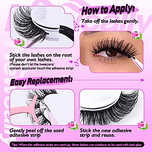 Newcally False Eyelashes Russian Strip Lashes Wispy Mink Lashes Fluffy D Curl Fake Lashes Like Eyelash Extension Lash Strips 9 Pairs Pack