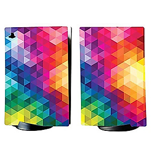 PlayVital Colorful Triangle Full Set Skin Decal for ps5 Console Digital Edition, Sticker Vinyl Decal Cover for ps5 Controller & Charging Station & Headset & Media Remote
