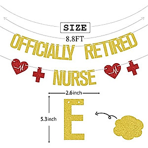 Officially Retired Nurse Banner Gold Red Glitter, Retirement Party Decorations, Nurse Party Decorations, Nurse Decorations for Party, Happy Retirement Banner, Nurse Retirement Party Decorations