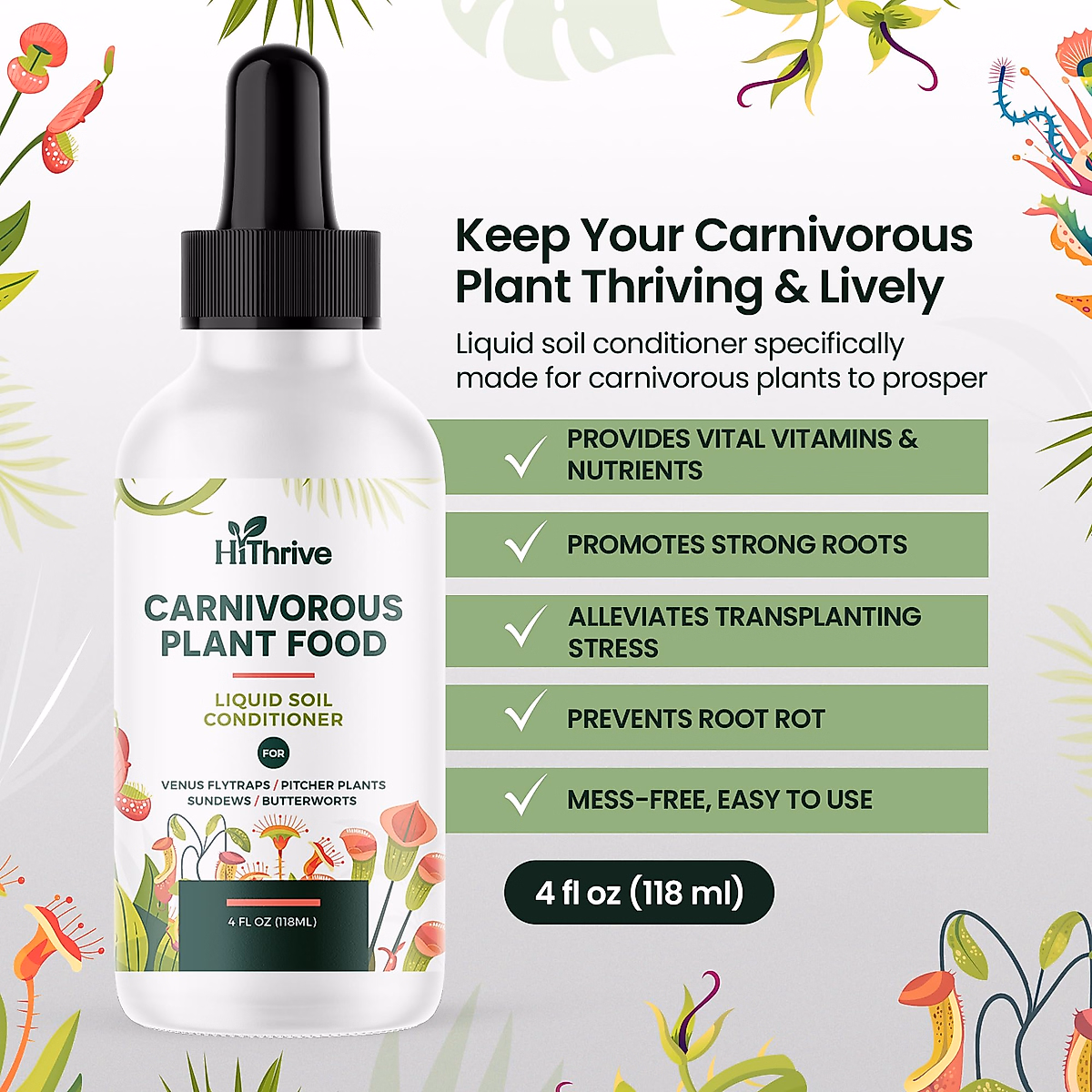 4oz Carnivorous Plant Food & Venus Fly Trap Food - Feeds up to 500 Times, Tropical Plant Fertilizer for Carnivorous Plants, Premium Liquid Carnivorous Plant Fertilizer & Feeding Supplement for Growth