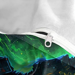 DAGROD Fluffy Duvet Cover Bedding Set with Pillow Cases Cosmic Space Wolves 3D Print Quilt Cover Breathable and Moisture-Proof Cosy Soft Bedding Se King（220x240cm）