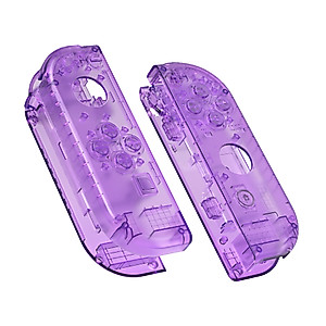 eXtremeRate DIY Replacement Shell Buttons for Nintendo Switch & Switch OLED, Clear Atomic Purple Custom Housing Case with Full Set Button for Joycon Handheld Controller - Console Shell NOT Included