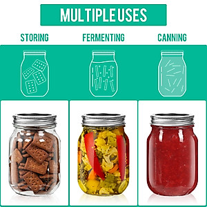 CAKKVDE Mason Jars 16 oz with Lids and Bands 15 Pack, Regular Mouth Food Storage Canning Jars, Clear Glass Jars for Canning, Fermenting, Jam, Honey, Wedding Favors, Sauces, DIY