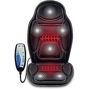 Snailax Massage Seat Cushion - Back Massager with Heat, 6 Vibration Massage Nodes & 2 Heat Levels, Massage Chair Pad for Home Office Chair