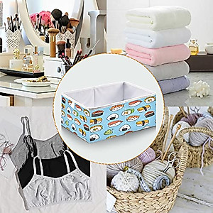 Kigai Foldable Storage Bins Cube,Kawaii Sushi Closet Storage Baskets for Shelves Storage Box Open Storage Bins or Nursery Shelf, Closet, Office 11x11x11in