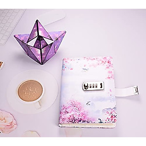 JunShop Creative Password Lock Journal Locked Diary Digital Locking Diary Notepad Book Combination Journal Diary with Lock A5 Planner Cover (Style 4)