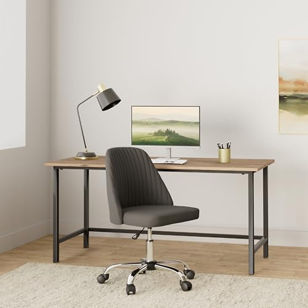 Office Chair, Desk Chair, Small Desk chairs with wheels Cute Vanity Swivel Chair with Back Mid Century Modern Armless Home Office Desk Chairs Task Chair for Bedrooms, Office, Dressing Room, Study