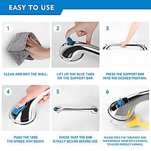 untovei 21-Inch Grab Bar for Shower 2 Pack Chrome Suction Cup Shower Grab Bar for Bathtubs & Showers Safety Bathroom Assist Handles Handicap Injury Elderly Senior Assist Handle