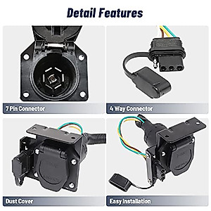 Oyviny 4 Way Flat and RV 7 Way Trailer Wiring Harness for Nissan Frontier 2005-2022/Nissan Xterra 2005-2015/Nissan Pathfinder 2005-2012/Suzuki Equator 2009-2012, Factory Tow Package Required