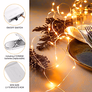 Onforu 16 Pack Fairy Lights Battery Operated String Lights, 6.5ft 20 Mini LED Lights, IP67 Waterproof Warm White Fairy Lights, Twinkle Lights for Mason Jar Wedding Centerpiece Decor Christmas Bedroom