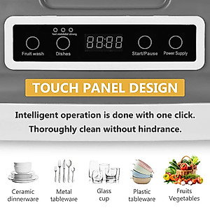 LemoHome Portable Countertop Dishwasher,4 Washing Programs, Air-Dry Function and LED Light for Small Apartments, Dorms and RVs (White)