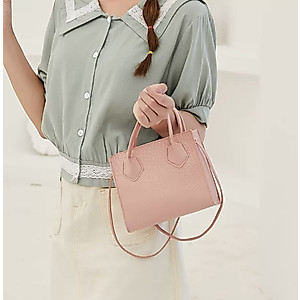 Women Tote Handbag Top Handle Small Mini Handbag for Women/Purses and Handbags for Women Top Handle Purses and Handbags with PU Leather and Adjustable Strap (Pink)