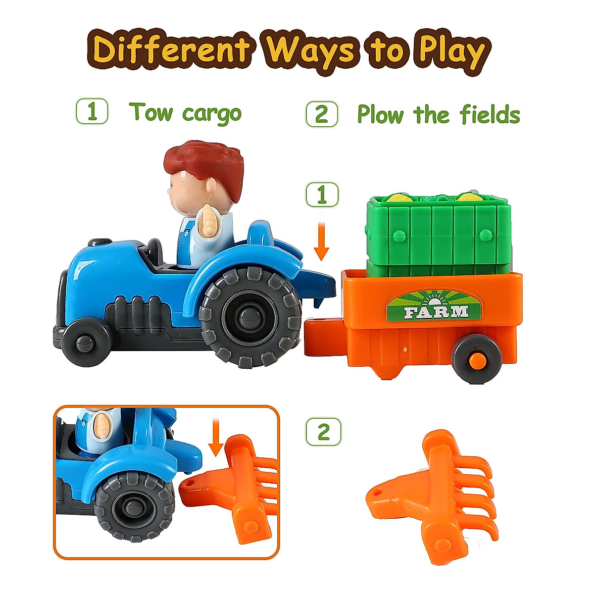iPlay, iLearn Toddler Large Farm House Toys Set W/ Animal Figures, Tractors, Barn, Farmer People & Fence, Kids Imaginative Pretend Play W/ Animals Sound, Birthday Gift for 2 3 4 5 6 Year Old Boy Girl