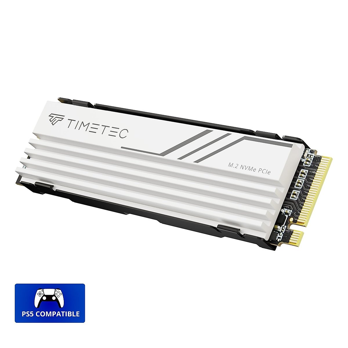 Timetec 1TB PCIe 4.0 White Heatsink Gaming SSD NVMe PCIe Gen4x4 M.2 2280 3D NAND TLC SLC Cache Read/Write Speed Up to 7,000/6,000 MB/s Internal Solid State Drive for PS5 Pro, PC Desktop