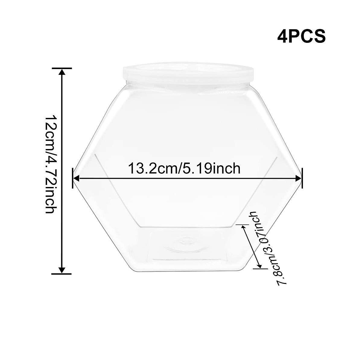 4 PCS Plastic Candy Jars Cookie Jars, Hexagon with Airtight Lids Clear Candy Jar Wide Round Mouth Snacks Candy Containers Reusable Coffee Candy Display for Gifts and Storage