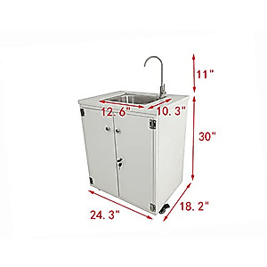 Steel Cabinet Portable Sink Self Contained Hand Wash Station Mobile Sink Water Fountain Water Supply 110V/12V Powered Built-in Pump Water Jugs NOT Included 24 X 18 X 30" Cabinet Size 10094-NF