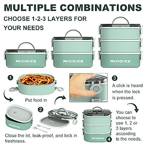 RIKDOKEN 1X Bento Box Lunch Box, 1X Electric Lunch Box Food Warmer