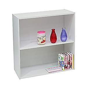 Kings Brand Furniture White Wood 2-Tier Shelf Bookcase Storage Organizer