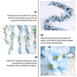 DOITOOL 2pcs Artificial Hydrangea Flower Vine Wisteria Vines Cattleya Flowers Plants for Wedding Party Home Garden Wall Decoration Sky- Blue