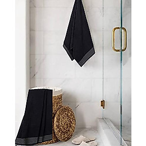 BELIZZI HOME Ultra Soft 2 Pack Oversized Bath Towel Set 28x55 inches, 100% Cotton Large Bath Towels, Ultra Absorbant Compact Quickdry & Lightweight Towel, Ideal for Gym Travel Camp Pool - Black
