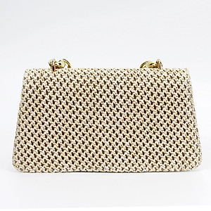 Women Mini Straw Woven Cross-body Bag Chain Strap Shoulder Bag Beach Chain Top-handle Bag