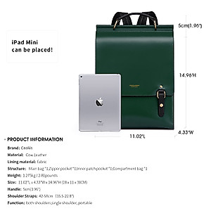 Cnoles Leather Backpack Purse For Women Fashion Ladies Vintage Bags Casual College Travel Backpacks Large bag Green