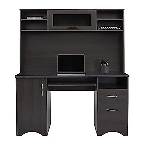 Realspace® Pelingo 56"W Desk with Hutch, Dark Gray