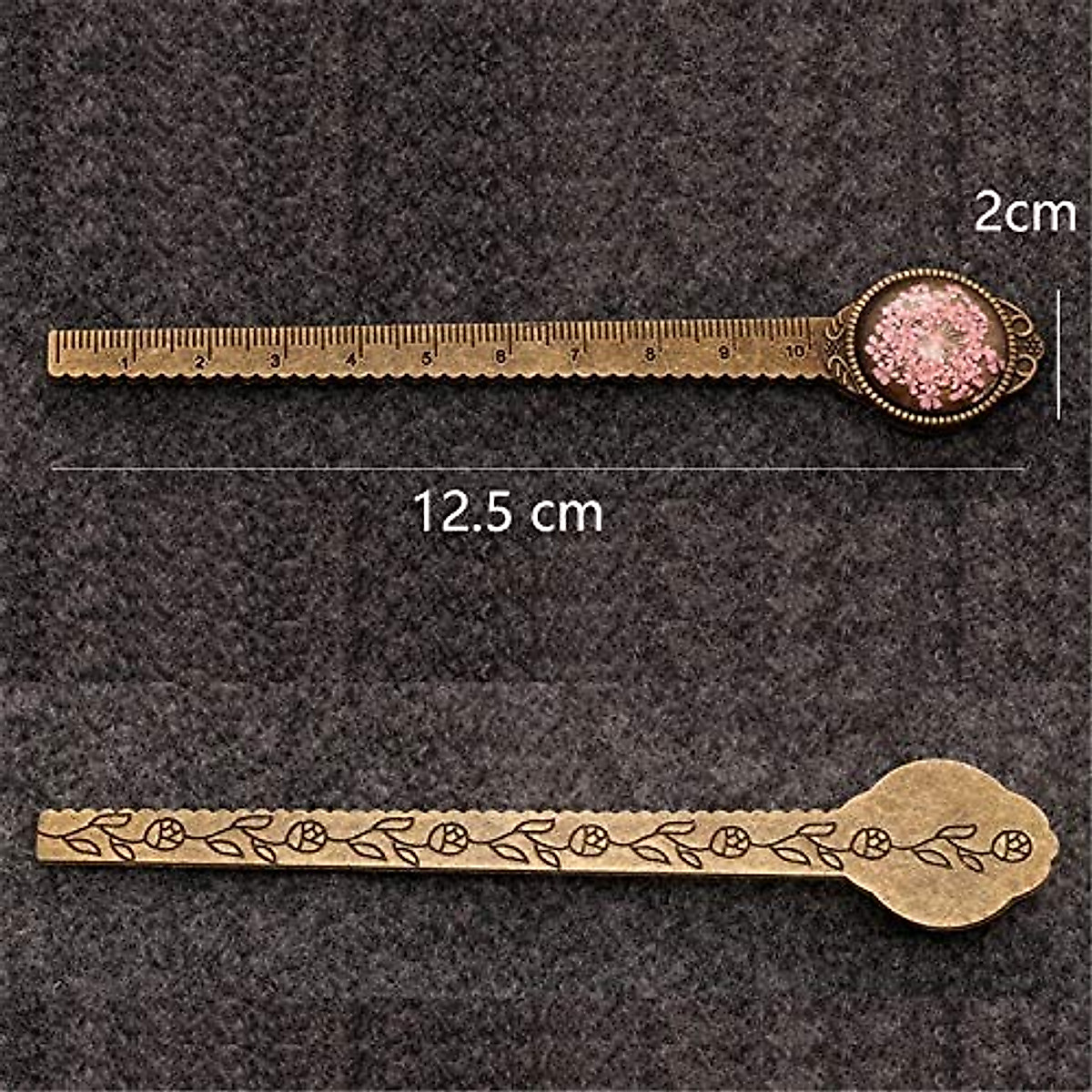 Gandhanra 9PCs Multifunction Ruler Bookmarks Bulk,Unique Vintage Bronze Dried Immortal Flowers Book Mark for Kids,Students,Teacher