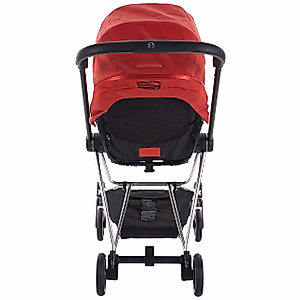 Cybex Mios 2 Complete Stroller, One-Hand Compact Fold, Reversible Seat, Smooth Ride All-Wheel Suspension, Extra Storage, Adjustable Leg rest, True Red Seat with Chrome/Black Frame