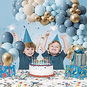 Dusty Blue Balloons Garland Arch Kit-122pcs Baby Blue Gold White Balloons Arch Kit, Baby Shower Decorations for Boy,Boy Birthday Party Decor Supplies