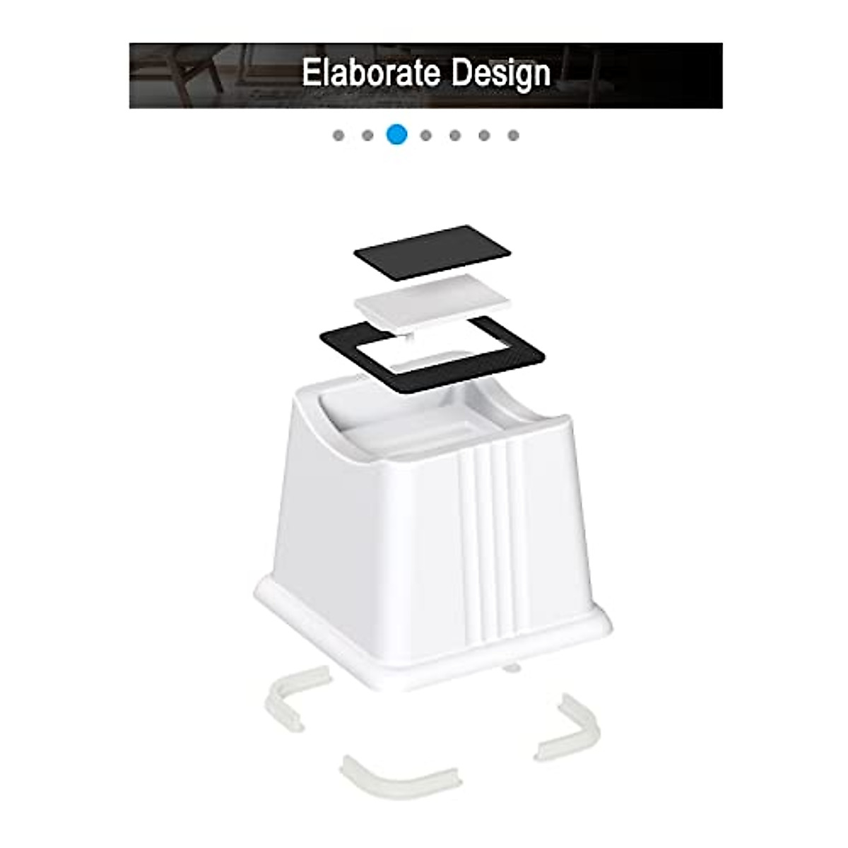 ZTON Bed Furniture Risers Elevation in Height 3" Heavy Duty Risers for Both Posts and Wheels of Furniture Sofa Bed Couch Chair Table,Support up to 2000 lbs.(4 Pack,White)¡­